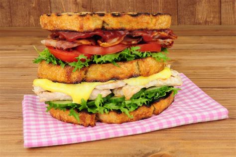 Double Decker Meat Sandwich Stock Image Image Of Stacked Layered