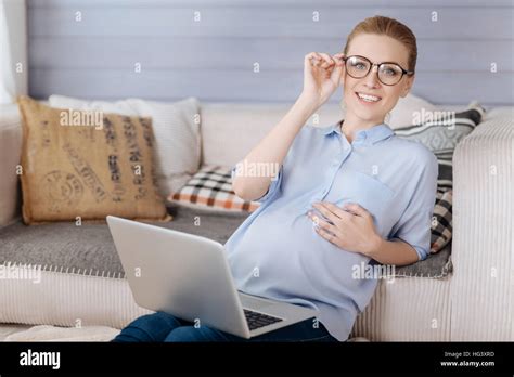 Pregnant Woman Wearing Glasses And Relaxing Stock Photo Alamy