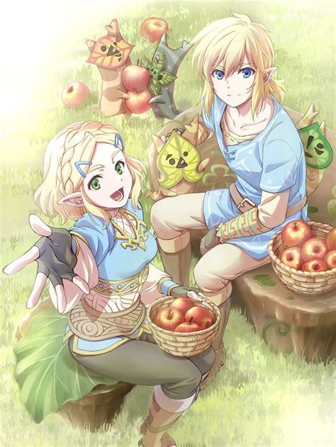 Link Princess Zelda And Korok The Legend Of Zelda And More Drawn By Tomo Puri Danbooru