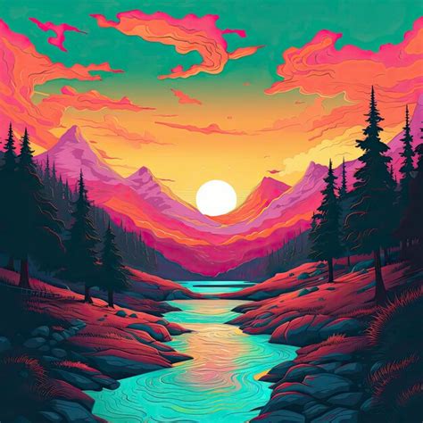 Premium Ai Image Colorful Sunset Adobe Flash Intro Illustration Digita