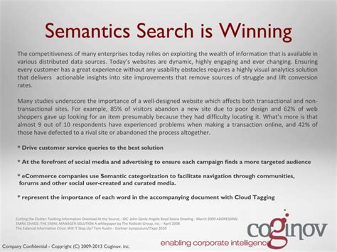 The Next Generation In Customer Engagement Coginov Semantics Search Ppt