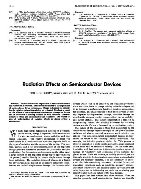 Radiation Effects On Semiconductor Devices Pdf Bipolar Junction
