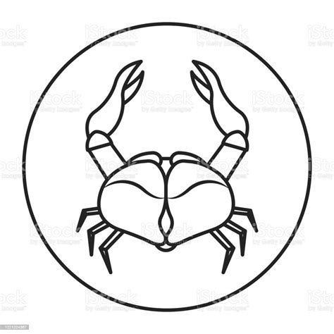 암 검은 선 아이콘입니다 조디악 기호입니다 점성술과 별자리 예측과 인간의 성격 요소 물 통치자 달 Ui Ux Gui 디자인 요소입니다 편집 가능한 스트로크 개념에 대한 스톡