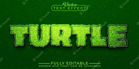 Premium Vector Green Reptile Turtle Vector Editable Text Effect Template