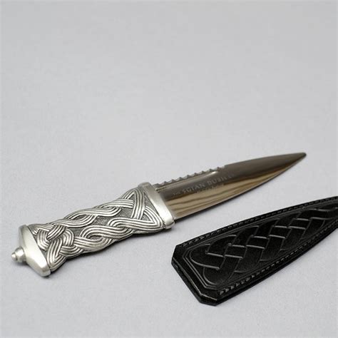 Sgian Dubh With Pewter Celtic Design Handle Made In Scotland
