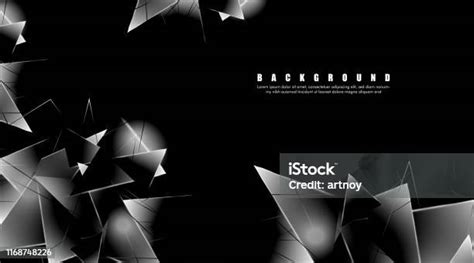 겹치는 빛나는 삼각형이 있는 추상적 배경입니다 격리 된 검은 색 배경 Eps 10의 벡터 그림 3차원 형태에 대한 스톡 벡터 아트 및 기타 이미지 Istock