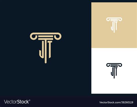 Jt Monogram Initials Design Logo Lawyer Royalty Free Vector