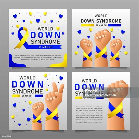 파란색과 노란색 리본다운 증후군 세계 일 벡터 포스터 소셜 포스터 21 3 월 세계 다운 증후군의 날 21에 대한 스톡 벡터 아트 및 기타 이미지 Istock
