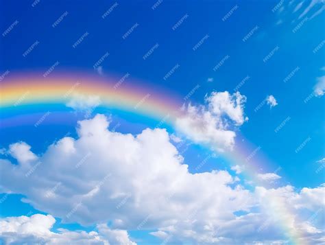 Premium Photo Complete Rainbow Under Blue Sky