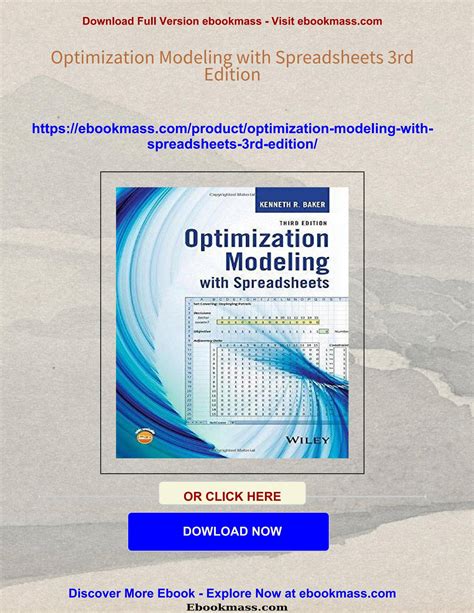 Get Optimization Modeling With Spreadsheets 3rd Edition Free All