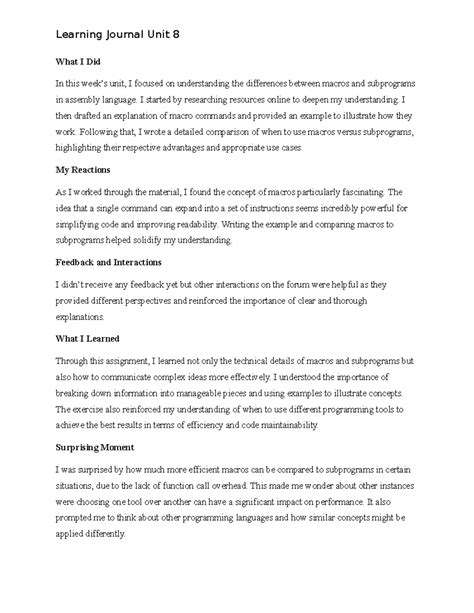 Lj8 Cs Computer Systems Learning Journal Unit 8 Learning Journal Unit 8 What I Did In This