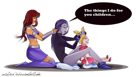 Hair Day By Ceshira On Deviantart Teen Titans Fanart Teen Titans Starfire And Raven