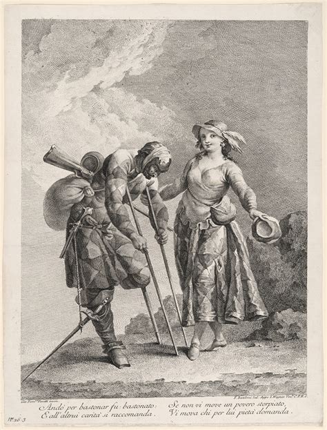 Harlequin As Crippled Soldier By Francesco Bartolozzi Joseph Wagner
