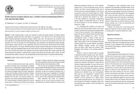 Pdf Growth Response Of Soybean Glycine Max L Varieties In Biochar