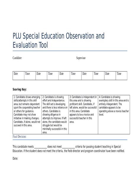 Cec Special Education Observation And Evaluation Tool Doc Template Pdffiller