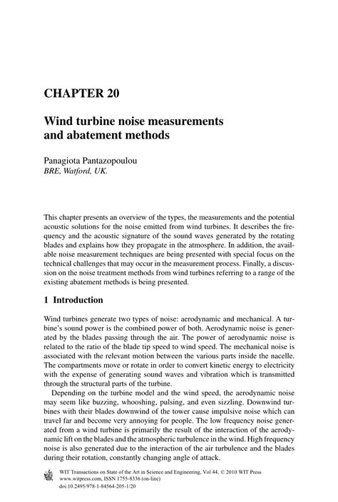 Chapter 20 Wind Turbine Noise Measurements And Abatement Docslib