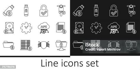 Set Line Ftp Folder And Lock Document Lock Check Mark Time Management Hard Disk Drive Usb Flash