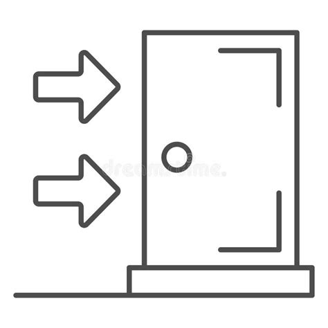 Exit Sign Thin Line Icon Door And Right Arrow Vector Illustration Isolated On White Stock