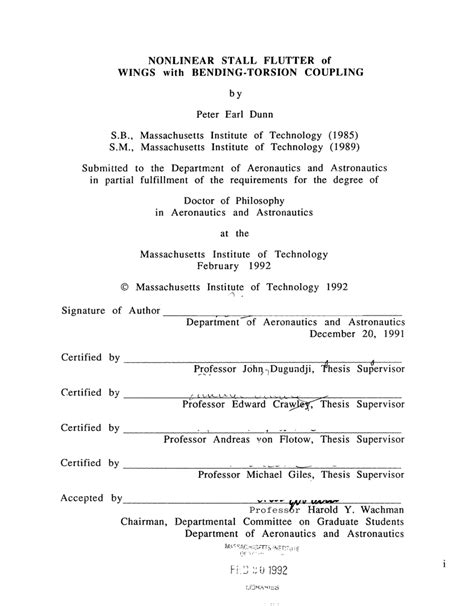 Pdf Nonlinear Stall Flutter Of Wings With Bending Torsion Coupling