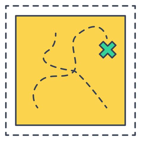 Treasure Map Generic Thin Outline Color Icon