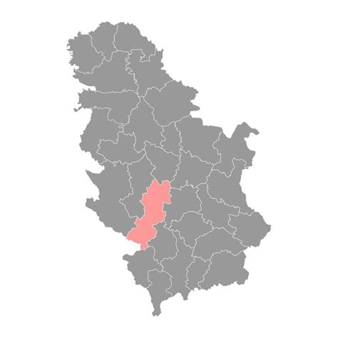 Raska district map, administrative district of Serbia. Vector ...