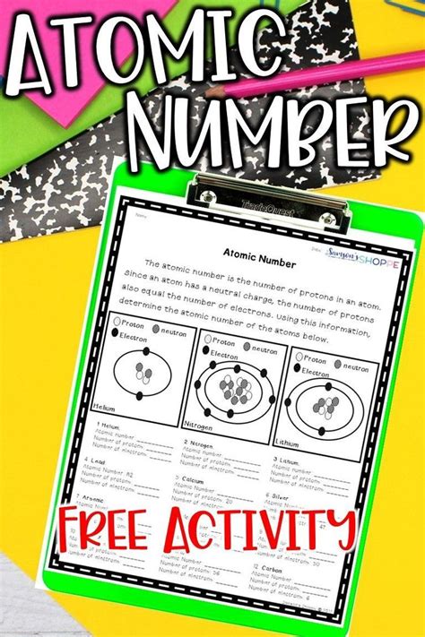 Atomic Number Counting Atoms Activity Upper Elementary Science Elementary Science Middle