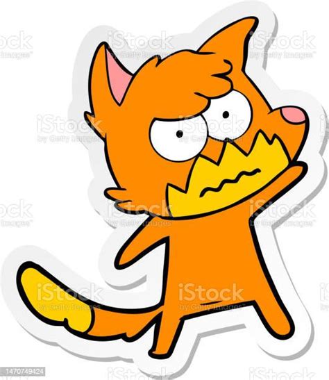 Adesivo Di Un Cartone Animato Infastidito Fox Immagini Vettoriali