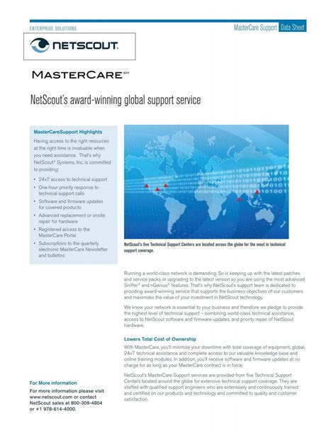 Mastercare Support Data Sheet Netscout