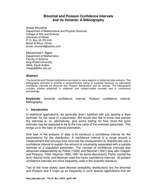 Pdf Binomial And Poisson Confidence Intervals And Its Variants A