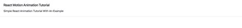 React Motion Animation Example Tutorial Kansiris