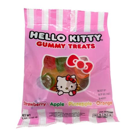 Hello Kitty Gummy Treats Strawberry Apple Pineapple Orange 5 Oz