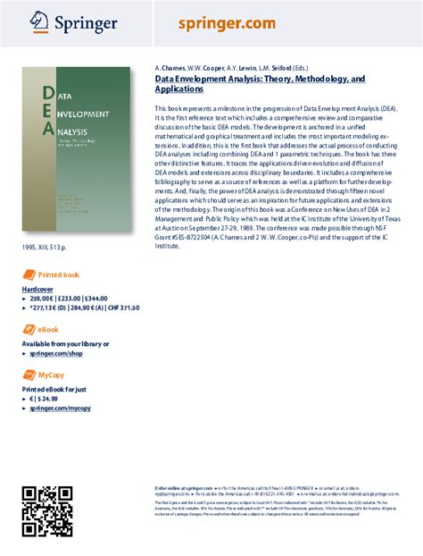 Pdf Data Envelopment Analysis Theory Methodology And Applications