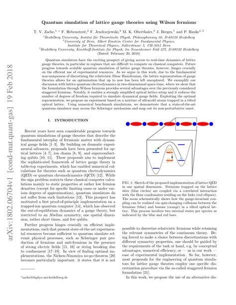 Pdf Quantum Simulation Of Lattice Gauge Theories Using Wilson Fermions