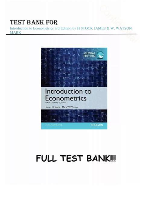 Test Bank For Introduction To Econometrics 3rd Edition Test Bank By James H Stock And Mark W