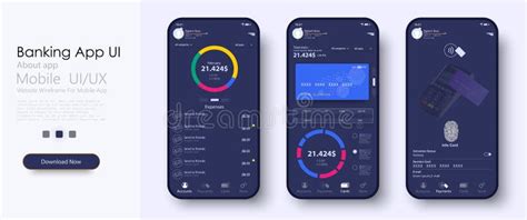 Online Banking Mobile Apps Ui Ux Gui Set With Wallet Shopping My