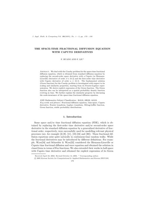 Pdf The Space Time Fractional Diffusion Equation With Caputo Derivatives