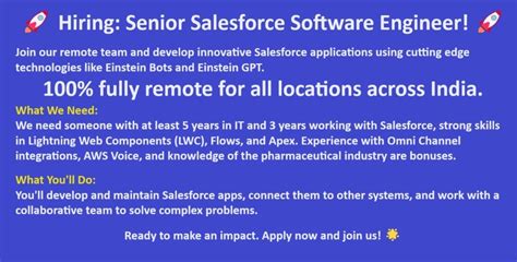 Hiring For Senior Salesforce Software Engineer Remote