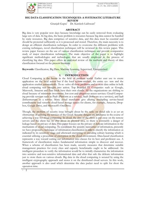 Pdf Big Data Classification Techniques A Systematic Literature Review