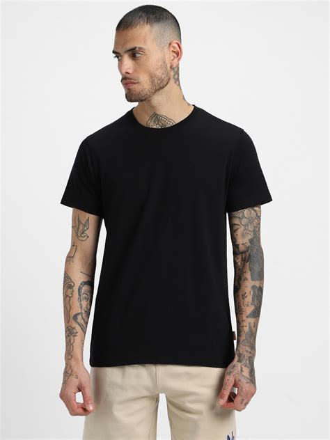 Buy Now Veirdo Mens Black Plain T Shirt Round Neck Pure Cotton