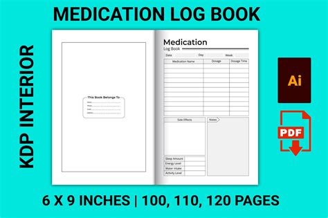 Medication Log Book Kdp Interior Graphic By Blackcatarea · Creative Fabrica