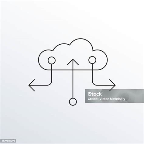 화살표가 있는 클라우드 데이터 선 아이콘입니다 정보 기술 개요 기호입니다 벡터 그림입니다 개념에 대한 스톡 벡터 아트 및 기타 이미지 Istock