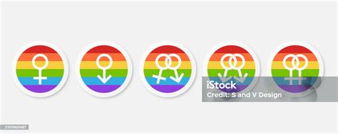 원 모양의 무지개 깃발에 있는 성별 기호 자부심의 달의 상징 레즈비언 게이 양성애자 트랜스젠더 소셜 게시물 배너 및 포스터를 위한 요소입니다 벡터 일러스트 레이 션 0명에