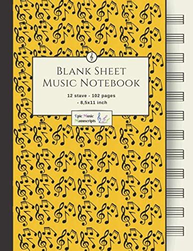 Blank Sheet Music Notebook Music Manuscript Paper White Marble Blank