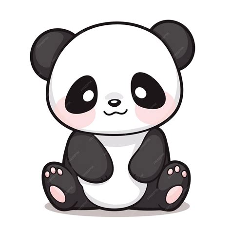Cute Cartoon Panda Bear With Green Leaves Vector Illustration Premium