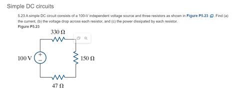 Solved 523 A Simple Dc Circuit Consists Of A 100 V