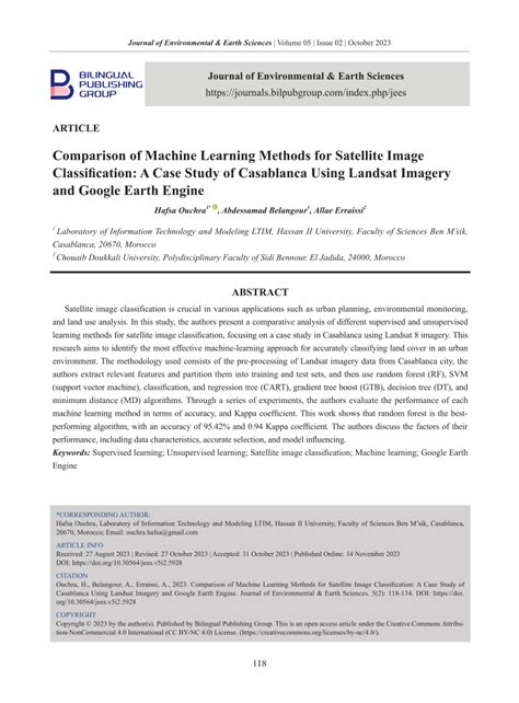 Pdf Comparison Of Machine Learning Methods For Satellite Image