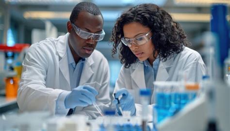 In A Laboratory A Man And A Woman Collaborate On Science Work Possibly