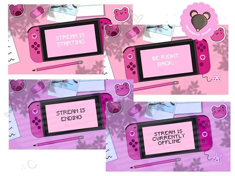 Animated Cute Kawaii Stream Overlays Pink Girly Overlay Kawaii Twitch Youtube Overlay