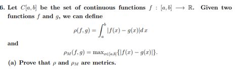 Solved Let C A B Be The Set Of Continuous Functions Chegg