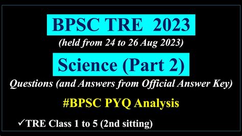 Science Questions Asked In BPSC TRE Part Class BPSC PYQ Analysis Th BPSC